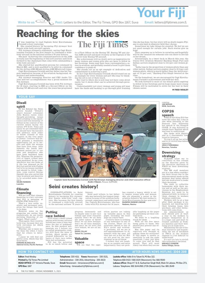 From the Editor-in-Chief's desk: Your November 5 briefing - The Fiji Times